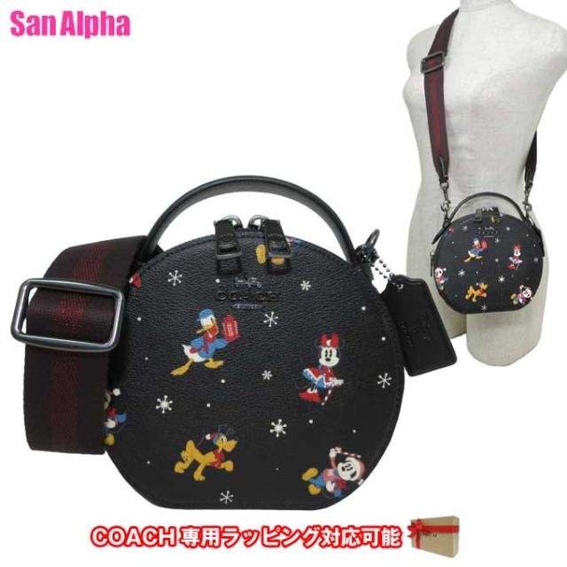 コーチ バッグ ショルダーバッグ COACH X DISNEY コーチ×ディズニー ミッキー ミニー ホリデイ プリント キャンティーン クロスボディ 2WAY 斜め掛け CM846 QB/M2(ブラック×マルチカラー)  コラボ商品 アウトレット レディース