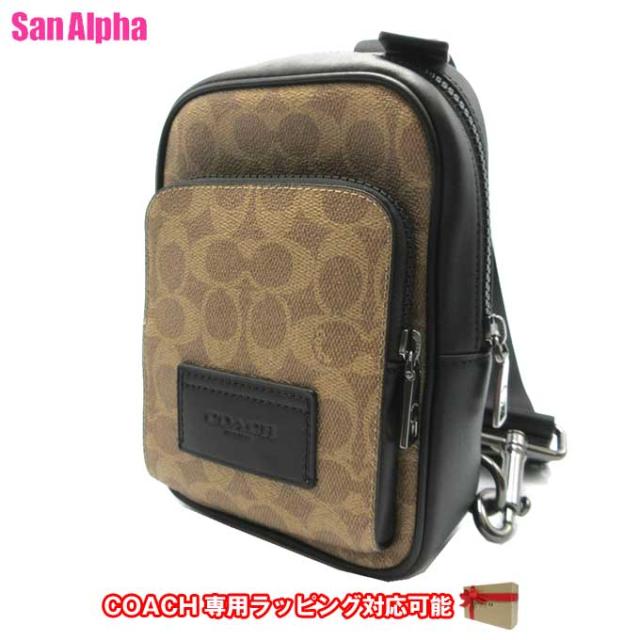 コーチ ショルダーバッグ COACH レーサー PVC シグネチャー スリングパック ボディバッグ CV763 QBNRX (タン×ブラック) アウトレット メンズ