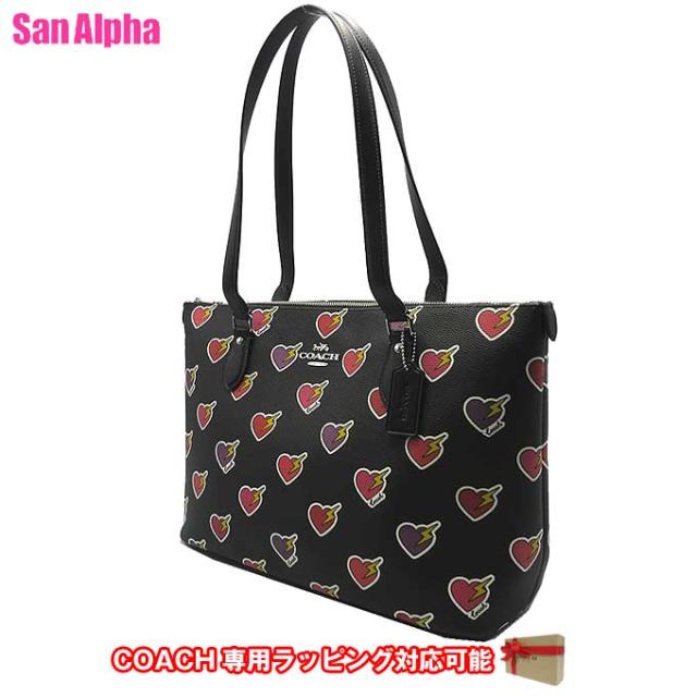 コーチ バッグ トートバッグ COACH ギャラリー ハート ボルト プリント ジップトート 肩掛け A4対応 CW434 SVA47 (ブラックマルチ) アウトレット レディース