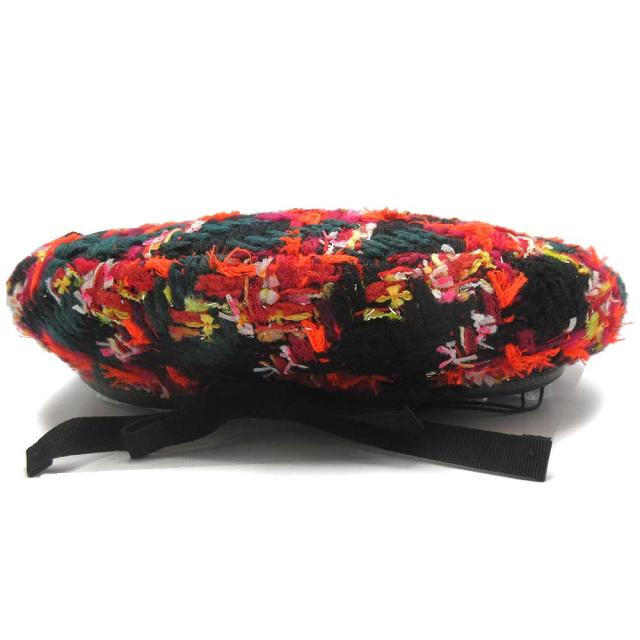 グッチ 帽子 ベレー帽 GUCCI  ツイード チェック柄 リボン GG ロゴ ベレー帽 アパレル 729140 (ブラック×マルチカラー) アウトレット レディース