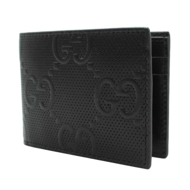 グッチ 財布 二つ折り財布 (小銭入れ無し) GUCCI GG エンボス ミニ財布 海外紙幣サイズ 625559 (ブラック) ブティックライン メンズ
