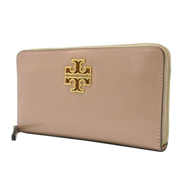 トリーバーチ 財布 長財布 TORY BURCH ブリテン パテント ジップ コンチネンタル パスケース付き 164596 1024 288 (ベージュ系) アウトレット レディース
