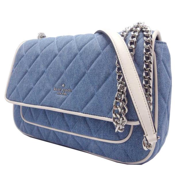 ケイトスペード バッグ ショルダーバッグ kate spade キルティング調 キャリー デニム カラーブロック ミディアム フラップ ショルダーバッグ 斜め掛け KG561 403(ブルー系×オフホワイト系) アウトレット レディース