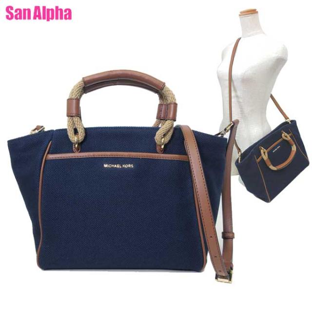 マイケルコース トートバッグ MICHAEL KORS タリア スモール コットンキャンバス 2WAY トート 斜め掛け 30S3GAMT5C NAVY MULTI (ネイビーマルチ) レディース