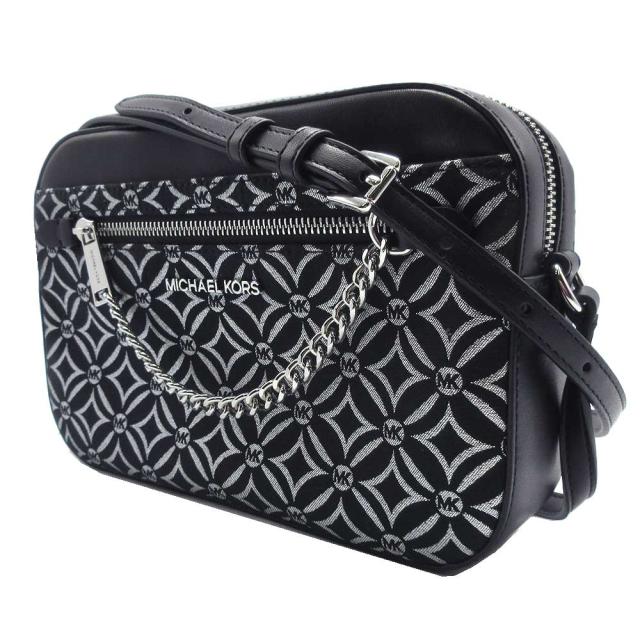 マイケルコース バッグ ショルダーバッグ MICHAEL KORS ジェットセット アイテム ラージ ジャカード メタリック ロゴ ジップチェーン 斜め掛け 35F4STTC9J BLK/SILVER (ブラック×シルバー) アウトレット レディース