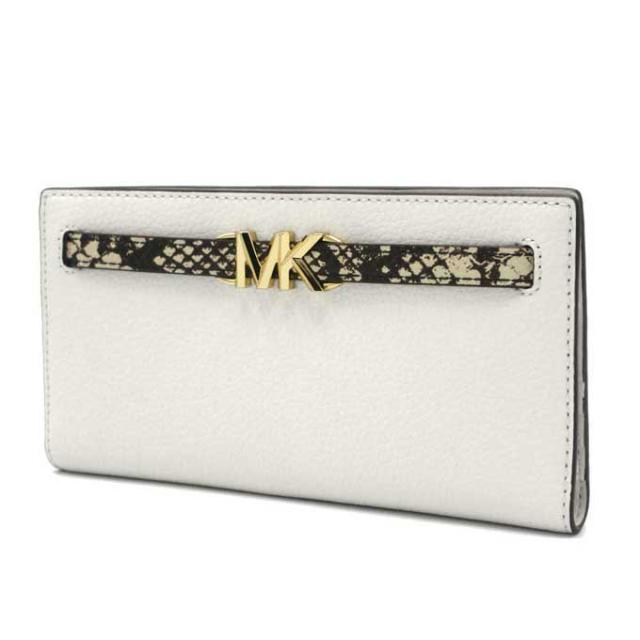 マイケルコース 財布 長財布 Michael Kors パイソン調 リード ラージ スナップ ウォレット 二つ折り 35S4G6RE3L NAT/LT CREAM (ナチュラル×ライトクリーム) アウトレット レディース