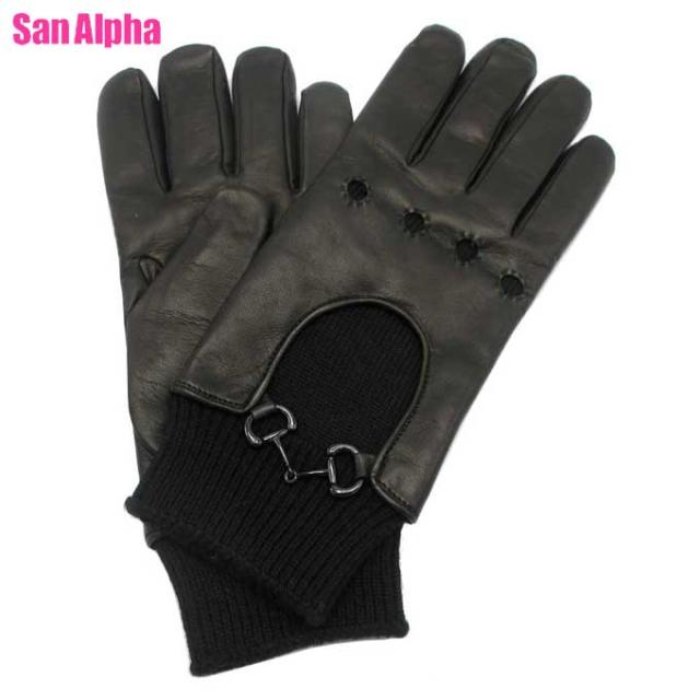 グッチ 手袋 アパレル GUCCI ラムスキン ホースビット 金具 グローブ 787427 (ブラック) アウトレット メンズ