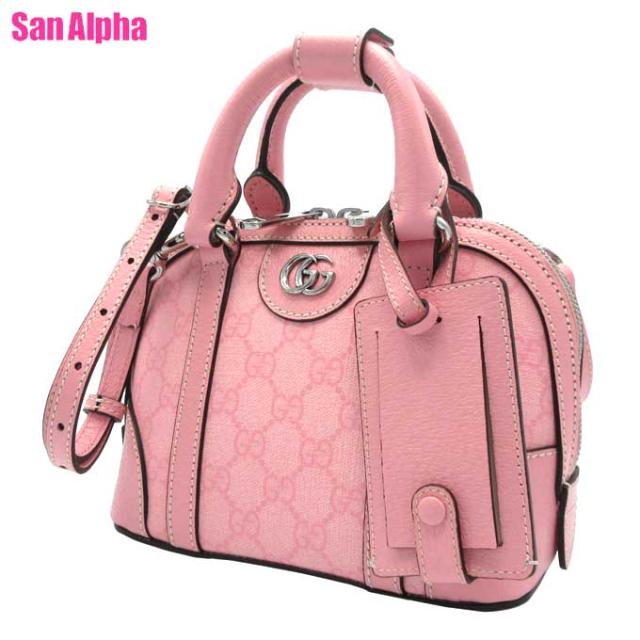 グッチ バッグ ハンドバック GUCCI GG スプリーム ミニ ドームバッグ ネームタグ付き 2WAY 斜め掛け 742261 FABRZ 8444 (ピンク系) レディース ブティックライン
