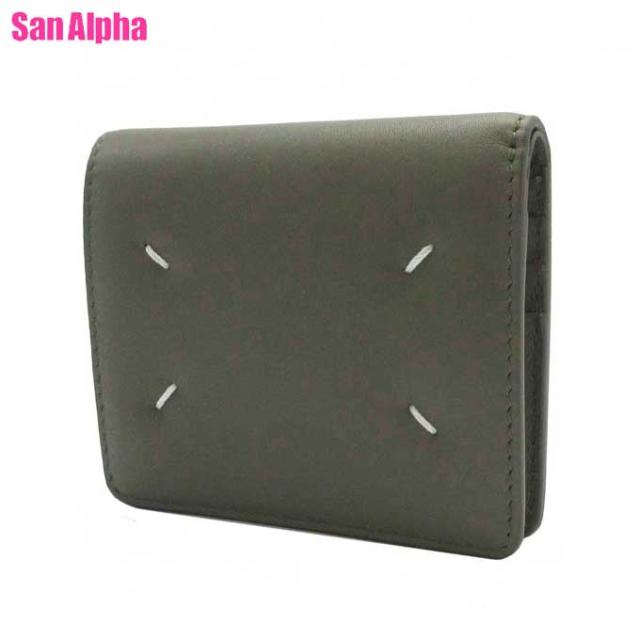 メゾンマルジェラ 財布 二つ折り財布(小銭入れあり) Maison Margiela 11 レザー 4ステッチ コンパクト ミニ財布 S56UI0140 P4985 T8031 (グレー系) レディース