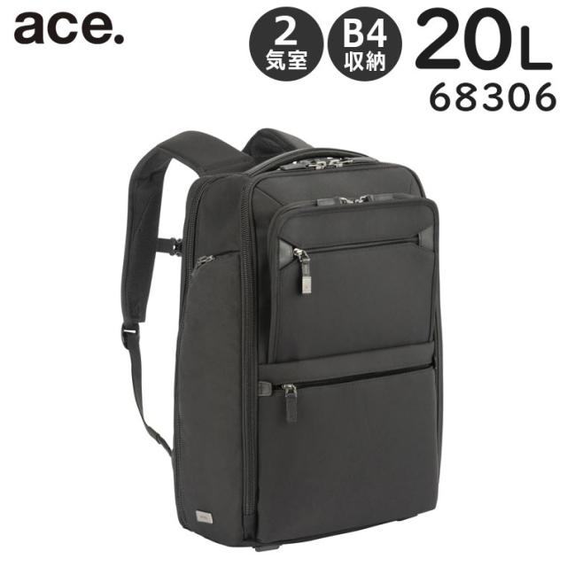ace. EVL-4.0 バックパック (20L) B4収納 15.6インチPC対応 2気室 撥水 ビジネスリュック 通勤 出張 エースジーン 68306