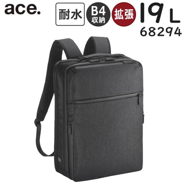ace. ガジェタブル ヘザー2 薄型リュック (19L) 撥水 杢調素材 拡張付き B4収納 15.6インチPC対応 エースジーン 68294