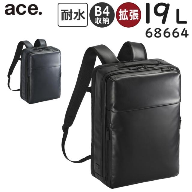 ace. ガジェタブルWR2 薄型リュック (19L) 高撥水 耐水生地 拡張付き B4収納 15.6インチPC対応 エースジーン 68664