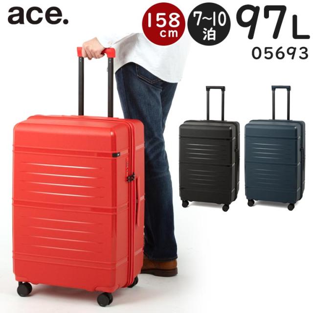 ace. タクティシティー (97L) 7〜10泊用 ファスナータイプ スーツケース 双輪 インナーポーチ付属 手荷物預け入れサイズ 05693