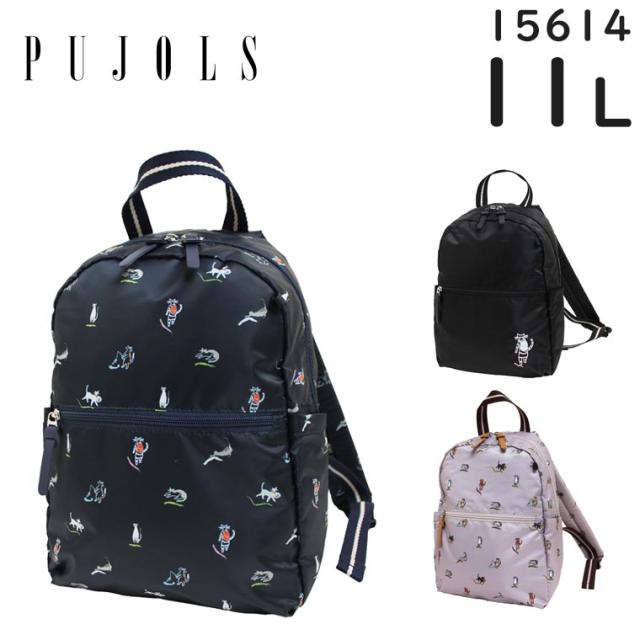 エース PUJOLS ニャンズトリップ2 リュックサック 11L 猫しっぽチャーム付き 猫柄プリント 軽量カジュアルバッグ ACE 15614
