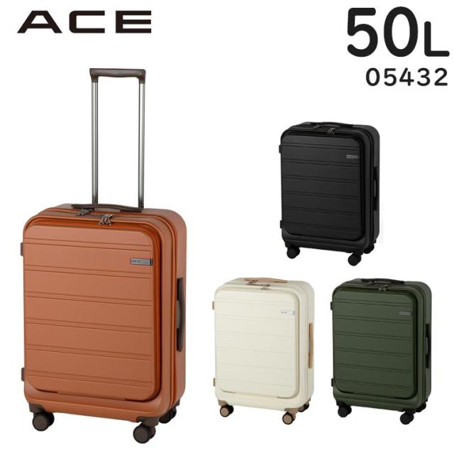ACE フレットボード スーツケース (50L) フロントポケット付き ファスナータイプ キャスターストッパー機能 3〜4泊用 外寸計135cm 手荷物預け入れサイズ 05432