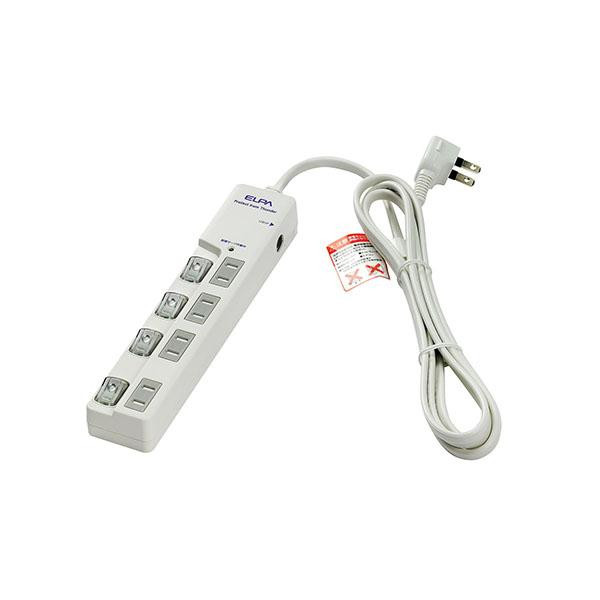 ELPA(エルパ) 耐雷サージ LEDランプ スイッチ付タップ(ブレーカー付・上差し) 2m 4個口 ホワイト WLS-LU420SB(W)【メーカー直送】代引きの通販はau PAY ...
