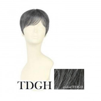 送料無料  プリシラ  男性用5分ウィッグ ミディアムショート 耐熱 ダークグレイヘア GB-24-TDGH  丸いシルエットの柔らかなショートスタイル