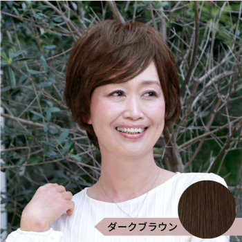 送料無料  プリシラ プレミアム白髪かくしウィッグ ナチュラルショートタイプ ダークブラウン ST-009-3A  広範囲をカバーできるナチュラルなぱっつん前髪タイプ。