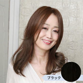 送料無料  プリシラ プレミアム白髪かくしウィッグ ワンレンロングタイプ ブラック ST-011-1N  うぶ毛がナチュラル!落ち着いた印象のワンレンロングタイプ