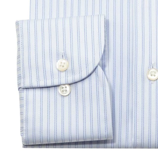 日清紡アポロコット 長袖 ワイシャツ メンズ 形態安定加工 レギュラー ブルー ストライプ |綿10【CFD979-450】 日清紡アポロコット 長袖 ワイシャツ メンズ 形態安定加工 レギュラー