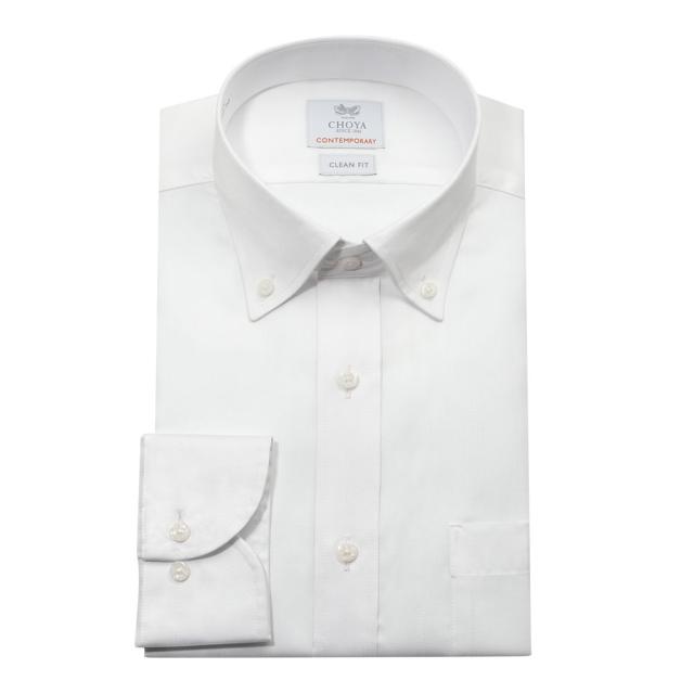 長袖 ワイシャツ メンズ 綿100％ 形態安定加工 白 ホワイト ボタンダウンカラー CHOYA C【CLD900-200】