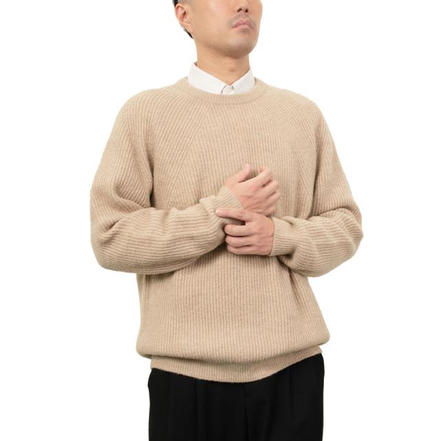 ニット セーター 長袖 クルーネック カジュアル ベージュ 秋冬 無地 メンズ CHOYA NEXT【CNC902-285】