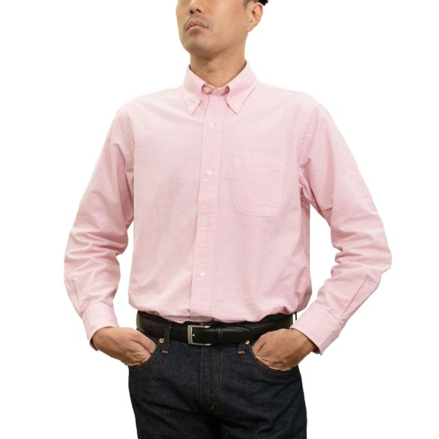 シャツ カジュアルシャツ オックスフォードシャツ ボタンダウン ピンク 無地 メンズ 綿100％ C【CTD300-210】