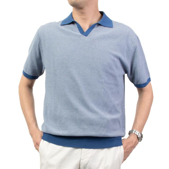 CHOYA URBAN STYLE  サマーニット ニットポロシャツ 半袖 夏 ブルー 青 ビジカジ【CUC601-150】