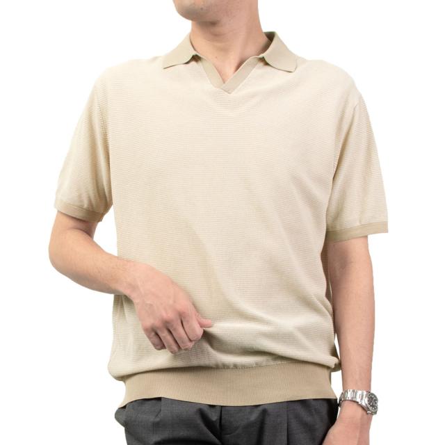 CHOYA URBAN STYLE  サマーニット ニットポロシャツ 半袖 夏 ベージュ ビジカジ 【CUC601-170】