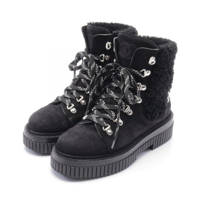 シャネル CHANEL マトラッセ ブーツ 靴 スウェード ボア レディース ブラック系 G37813 【中古】