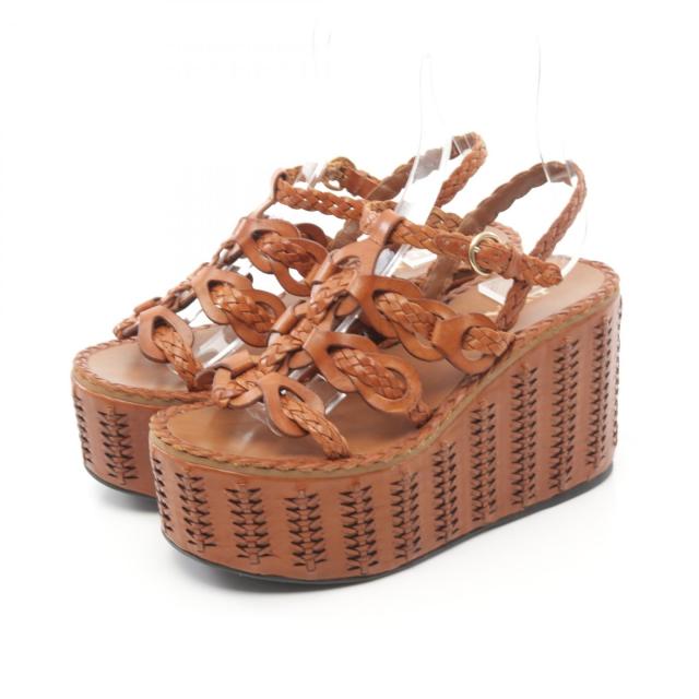 プラダ PRADA サンダル 靴 レザー レディース ブラウン系 【中古】