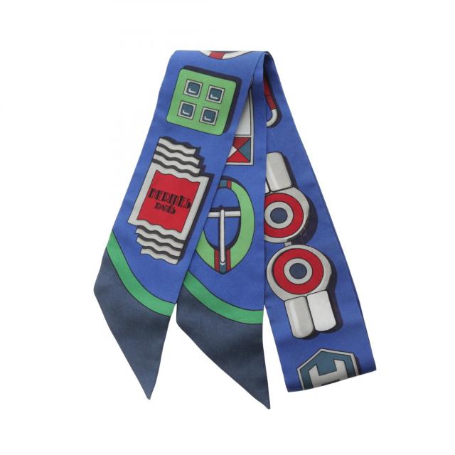 エルメス HERMES ツイリー Carr en Boucles スカーフ 衣料品 シルク シルク レディース ブルー系 / マルチカラー 【中古】