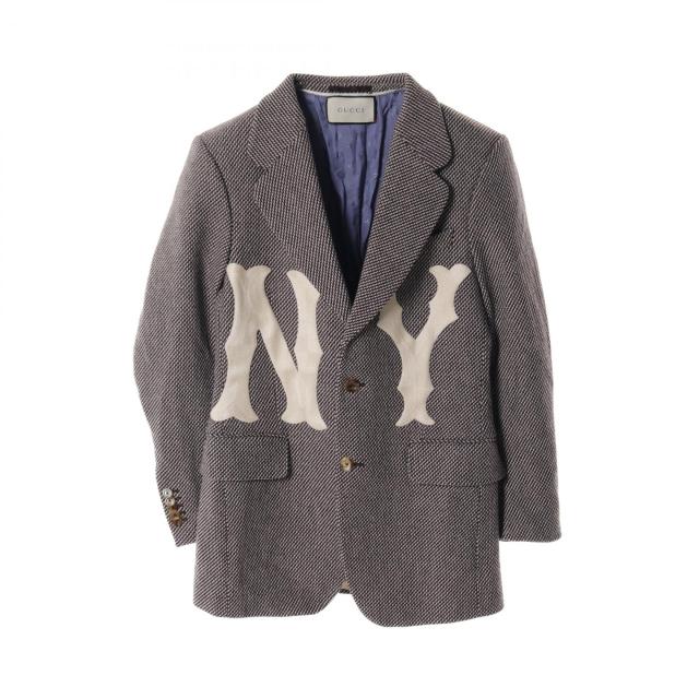 グッチ GUCCI GUCCI × NEW YORK YANKEES テーラードジャケット 衣料品 アウター ウール メンズ ブラウン系 / ホワイト系 【中古】
