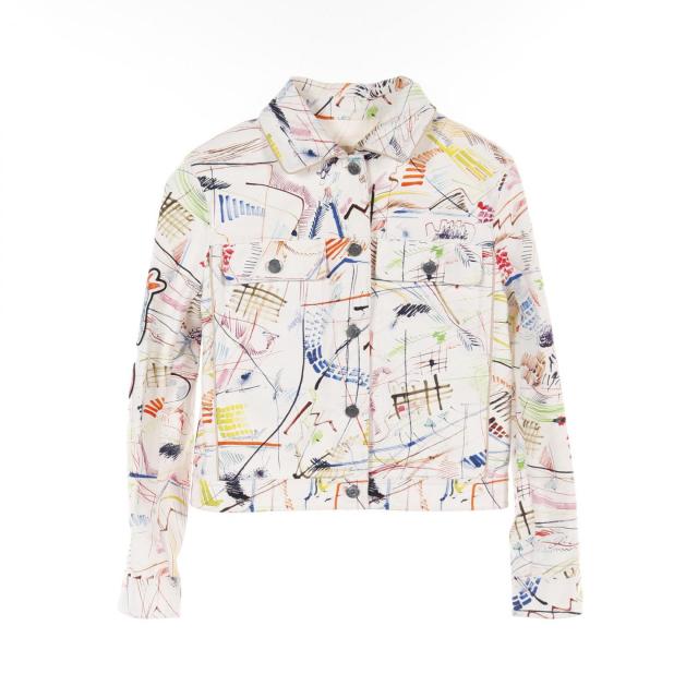 エルメス HERMES シュヴァロスコープ デニムジャケット 衣料品 アウター コットン レディース ホワイト系 / マルチカラー 【中古】