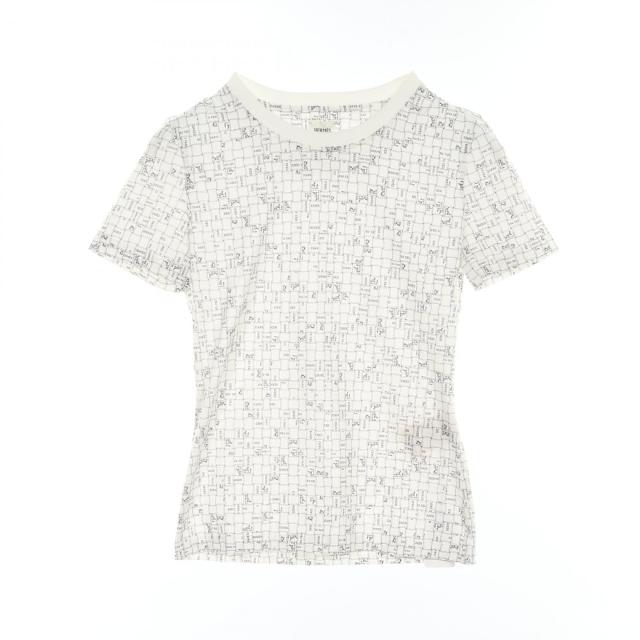 エルメス HERMES ボルデュックチェック カットソー 衣料品 トップス コットン レディース ホワイト系 【中古】
