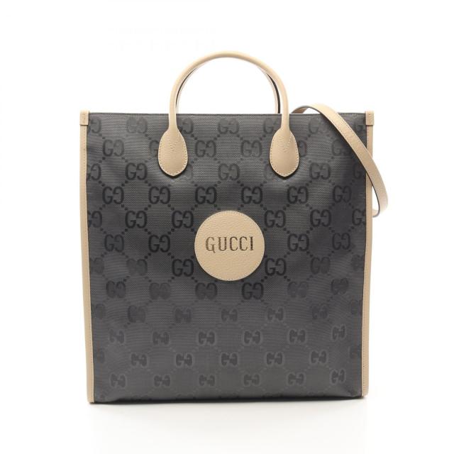 グッチ GUCCI オフ ザ グリッド GG柄 トートバッグ バッグ ナイロン レザー レディース グレー系 / ベージュ系 630355 【中古】