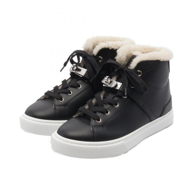 エルメス HERMES ケリーバックル スニーカー 靴 レザー メンズ ブラック系 【中古】