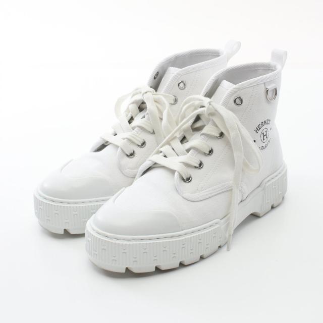 エルメス HERMES イティネレール スニーカー 靴 キャンバス レディース ホワイト系 【中古】