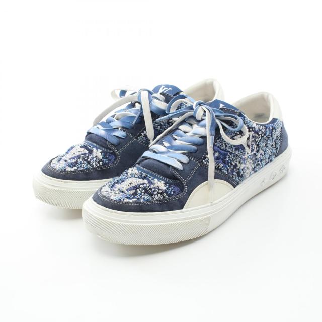 ルイ・ヴィトン LOUIS VUITTON LVオリライン スニーカー 靴 スウェード レザー ファブリック メンズ ネイビー系 / マルチカラー 【中古】