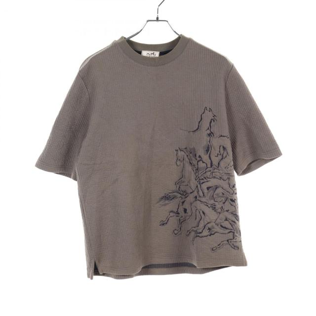 エルメス HERMES カヴァルカード カットソー 衣料品 トップス コットン メンズ グリーン系 / ネイビー系 【中古】