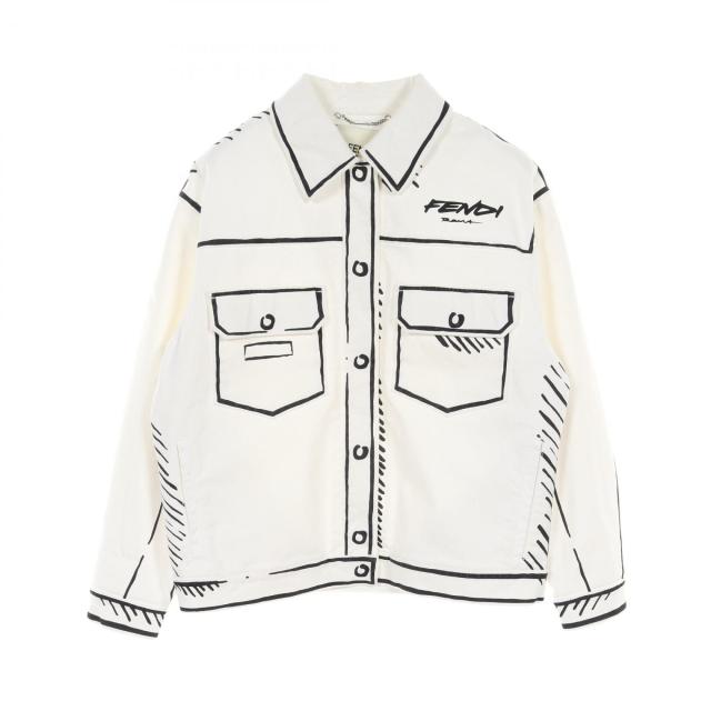フェンディ FENDI FENDI × Joshua Vides デニムジャケット 衣料品 アウター コットン メンズ ホワイト系 / ブラック系 FLF545 【中古】