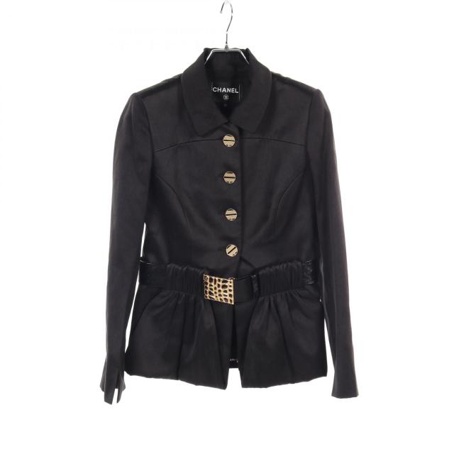 シャネル CHANEL ベルト付き 衣料品 アウター シルク コットン レディース ブラック系 P61937V30854 【中古】
