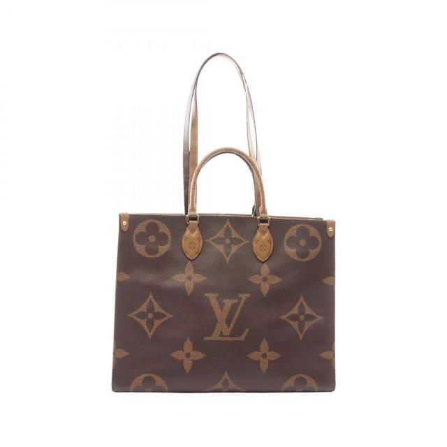 ルイ・ヴィトン LOUIS VUITTON オンザゴーGM トートバッグ バッグ PVCコーティングキャンバス モノグラム・ジャイアントリバース レディース ブラウン系 / ベージュ系 M44576 【中古】