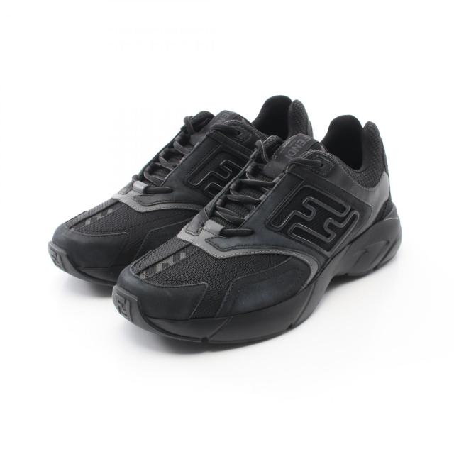 フェンディ FENDI FASTER スニーカー 靴 スウェード ファブリック メンズ ブラック系 7E1555 【中古】