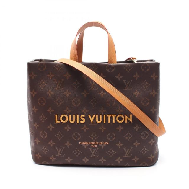 ルイ・ヴィトン LOUIS VUITTON ショッパートートMM トートバッグ バッグ レザー モノグラム メンズ ブラウン系 M13928 【中古】