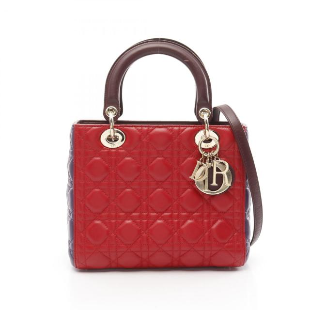 ディオール Dior LADY DIOR レディディオール カナージュ ハンドバッグ バッグ レザー レディース レッド系 / パープル系 / ボルドー系 【中古】