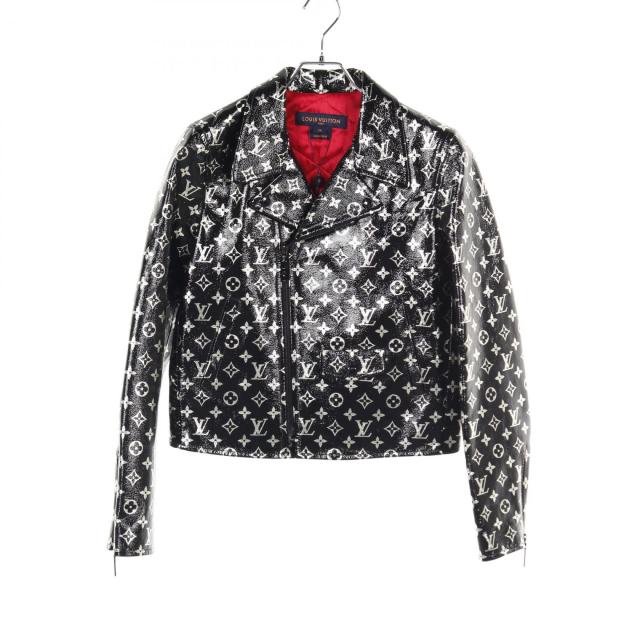 ルイ・ヴィトン LOUIS VUITTON モノグラム バイカージャケット ライダースジャケット 衣料品 アウター レザー レディース ブラック系 / シルバー系 【中古】