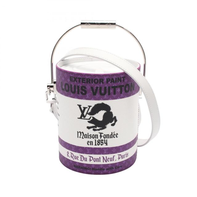 ルイ・ヴィトン LOUIS VUITTON ペイントカン ウルトラバイオレット ハンドバッグ バッグ レザー メンズ パープル系 / ホワイト系 / ブラック系 M81591 【中古】