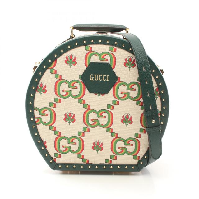 グッチ GUCCI GUCCI100 CENTENNIAL GGフラワー ジャカード ハンドバッグ バッグ PVCコーティングキャンバス レザー レディース ベージュ系 / グリーン系 / マルチカラー 502370 【中古】