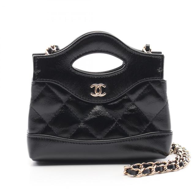 シャネル CHANEL チェーン クラッチ ショルダーバッグ バッグ レザー レディース ブラック系 AP3875 【中古】